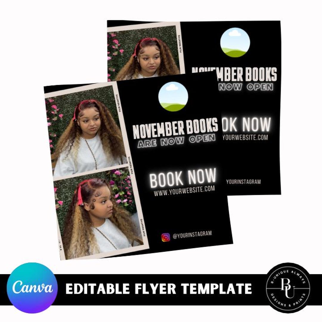 October Books Open Editable Template - Etsy