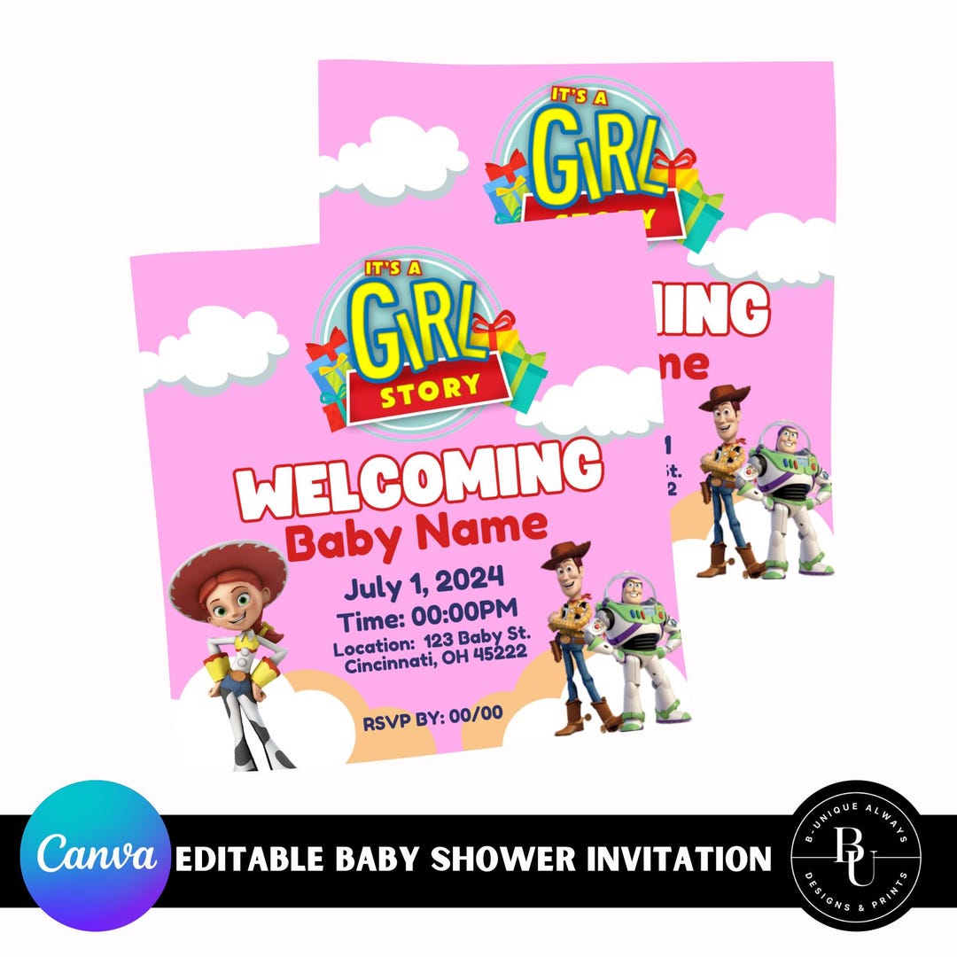 It’s A Girl Story Baby Shower Editable Invitation - Etsy
