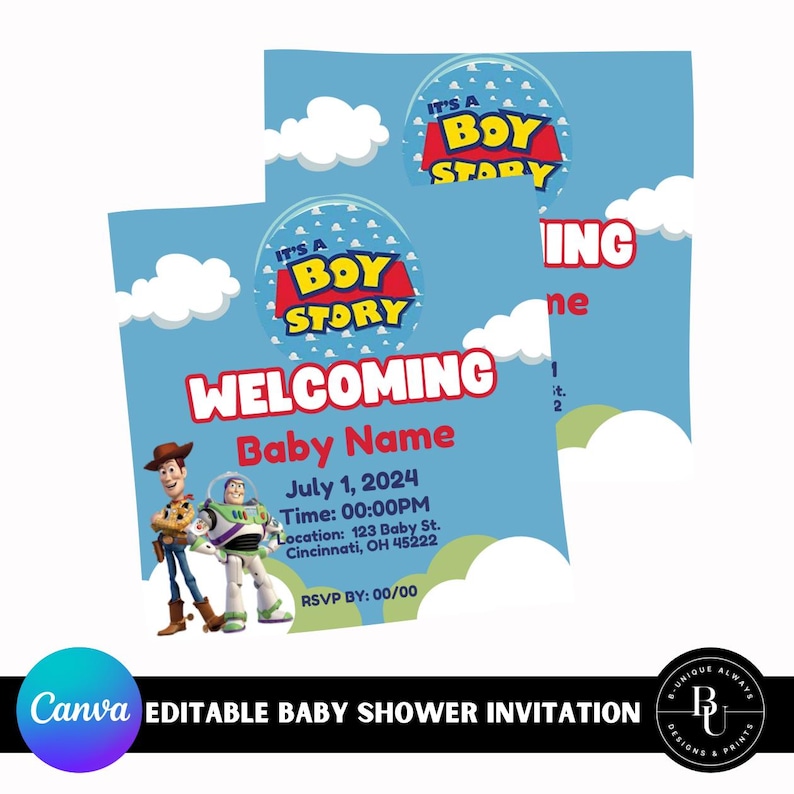 Toy Story Baby Shower Editable Invitation It’s A Boy Story - Etsy
