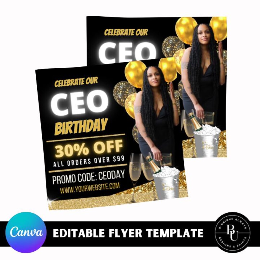 Editable CEO Birthday Flyer Editable Printable Template - Etsy