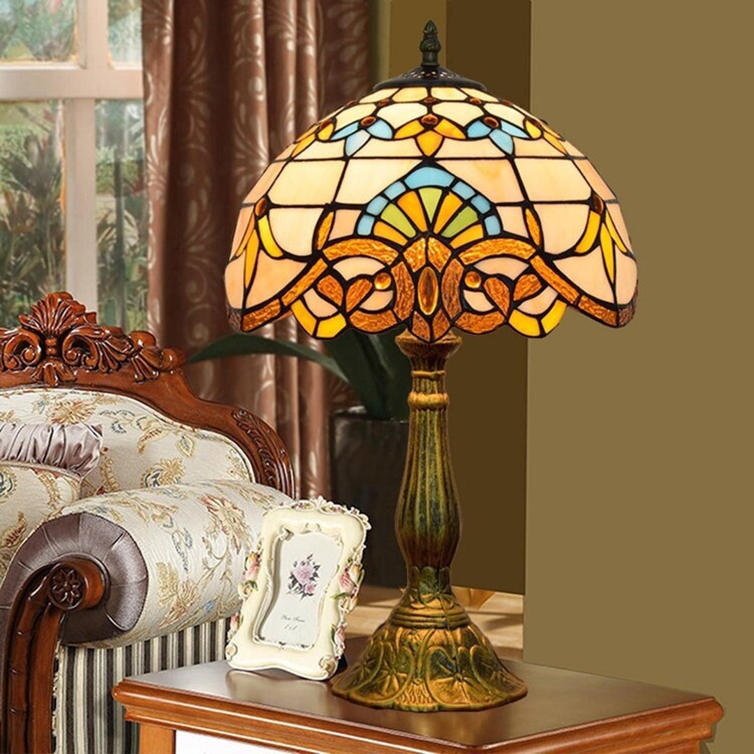 12-inch Stained Glass Table Lamp With Baroque Charm Night Light Elegant ...