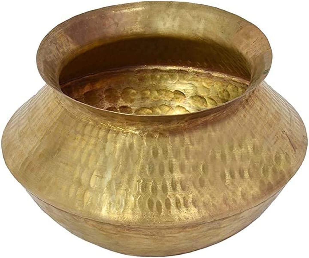 Brass Handmade Pital Pot Brass Degchi Traditional Indian Brass Degchi 2 ...