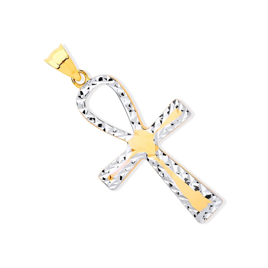 9ct Yellow & White Gold Loop Top Fancy Cross - Etsy