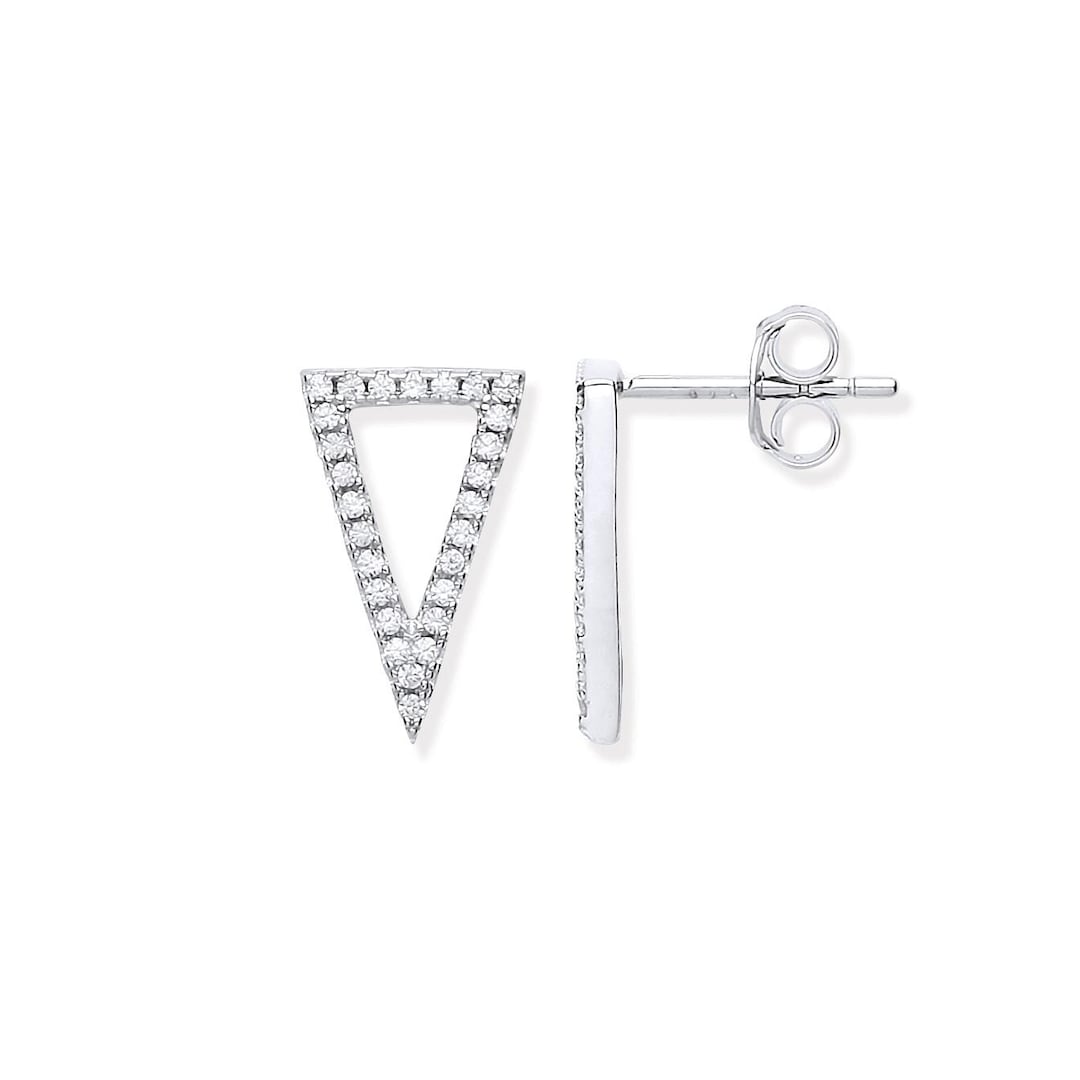 Silver Upside Down Cubic Zirconia Triangle Stud Earrings - Etsy