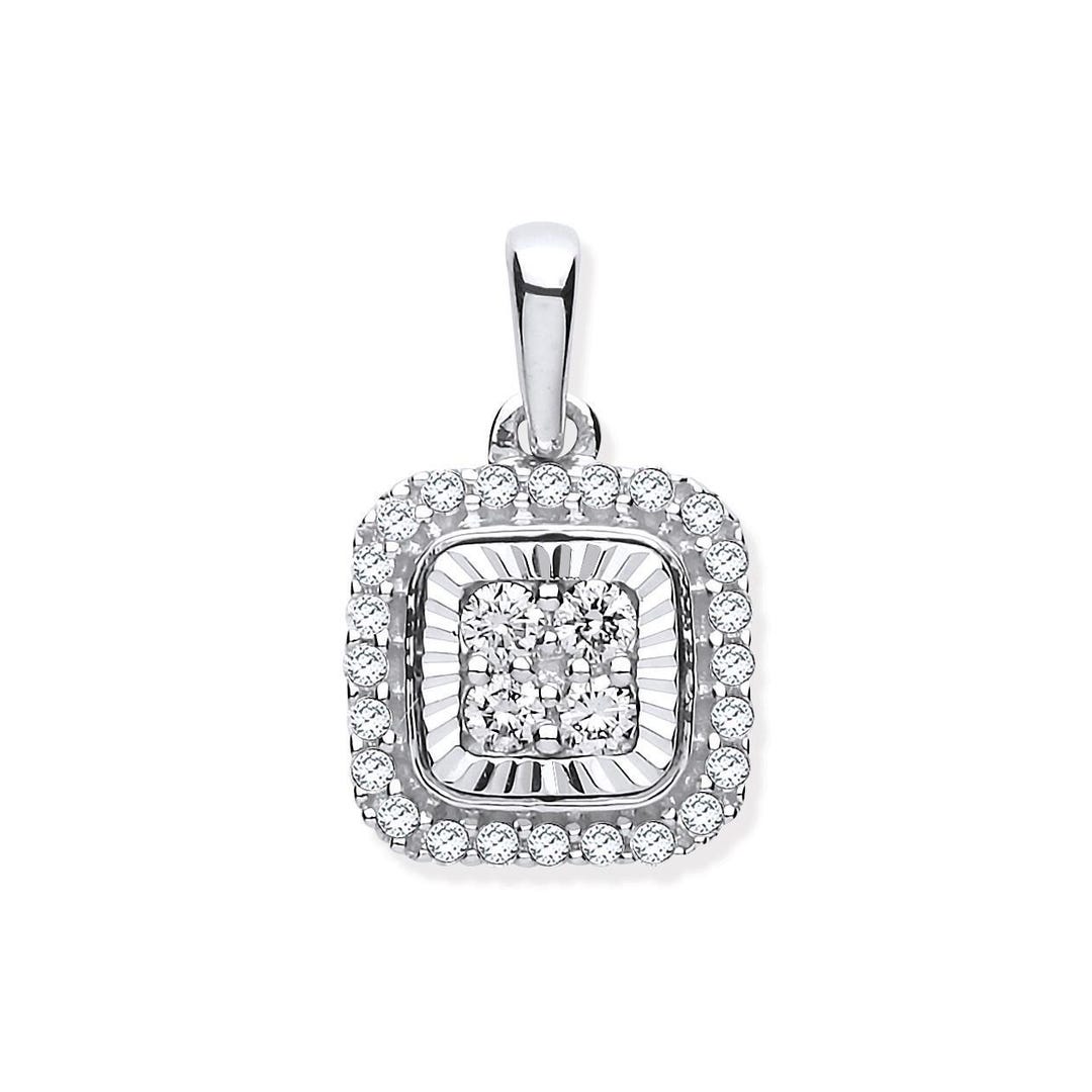 9ct White Gold Diamond Cut Bezel Square 0.25ctw Diamond Pendant - Etsy