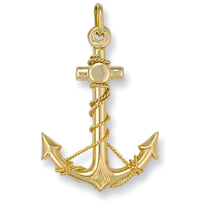 Gold Anchor Pendant - Etsy