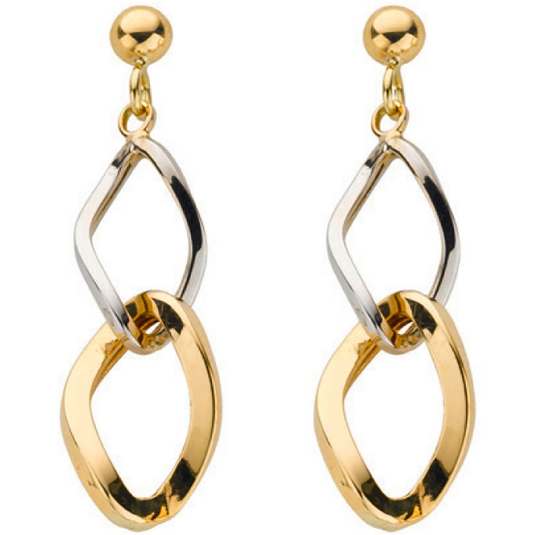 9ct Yellow & White Gold Fancy Drops - Etsy