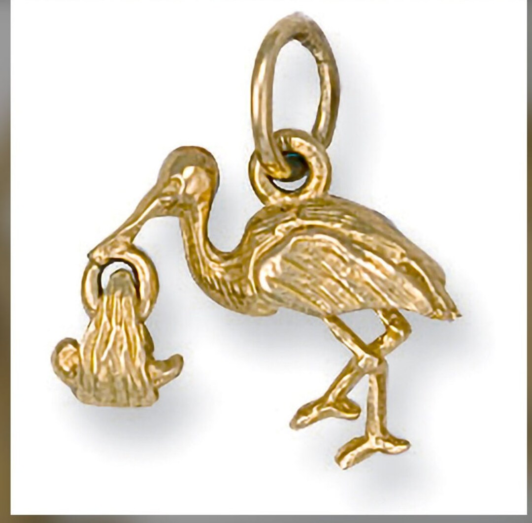 Handcrafted 9ct Yellow Gold Stork Pendant. - Etsy