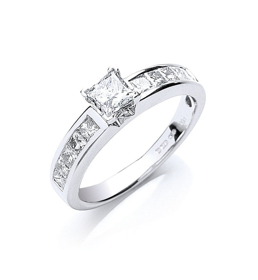 18ct White Gold 1.00ct Princess Cut Diamond Ring, Buy One Get One Free ...