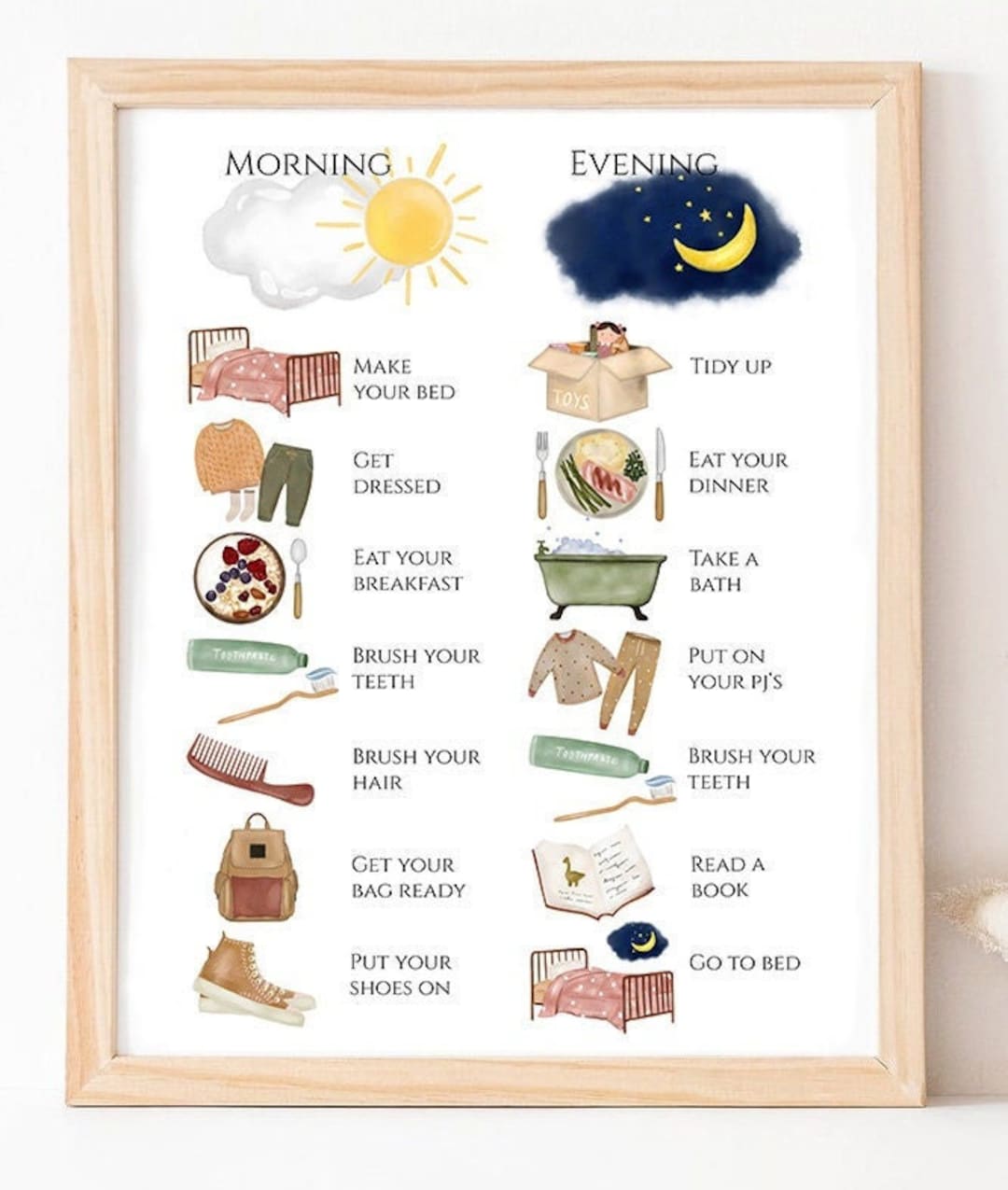 English Checklist for Morning and Evening Routine With Children ...