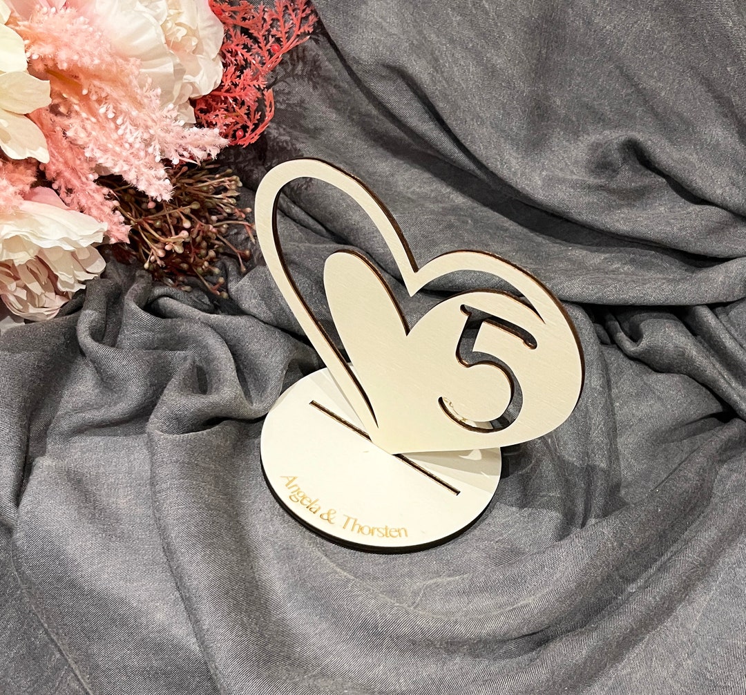 Personalized Table Numbers/place Cards for Weddings in Heart Design ...