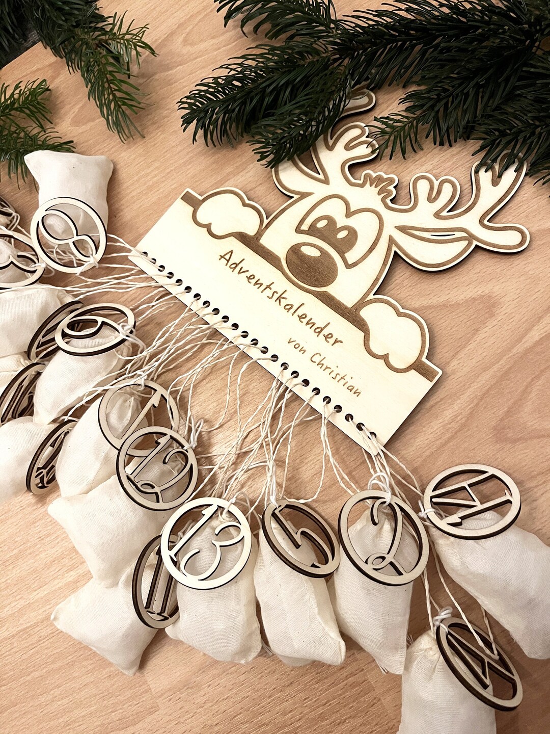 Self-fillable Wooden Reindeer Advent Calendar in Cute Rudolf Design ...
