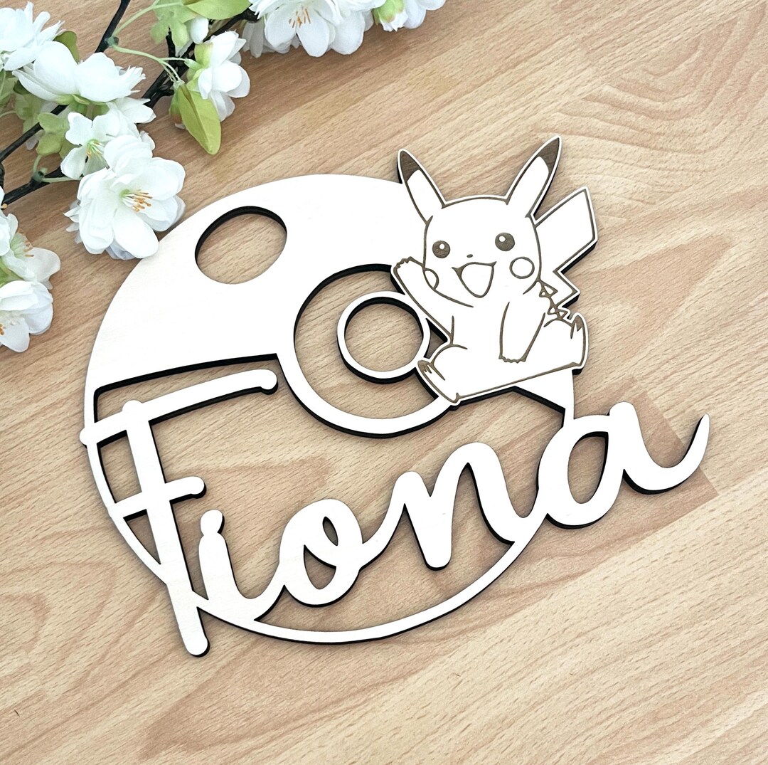 Pikachu for the Children's Room, Door Sign for Pokémon Fans, Wall ...