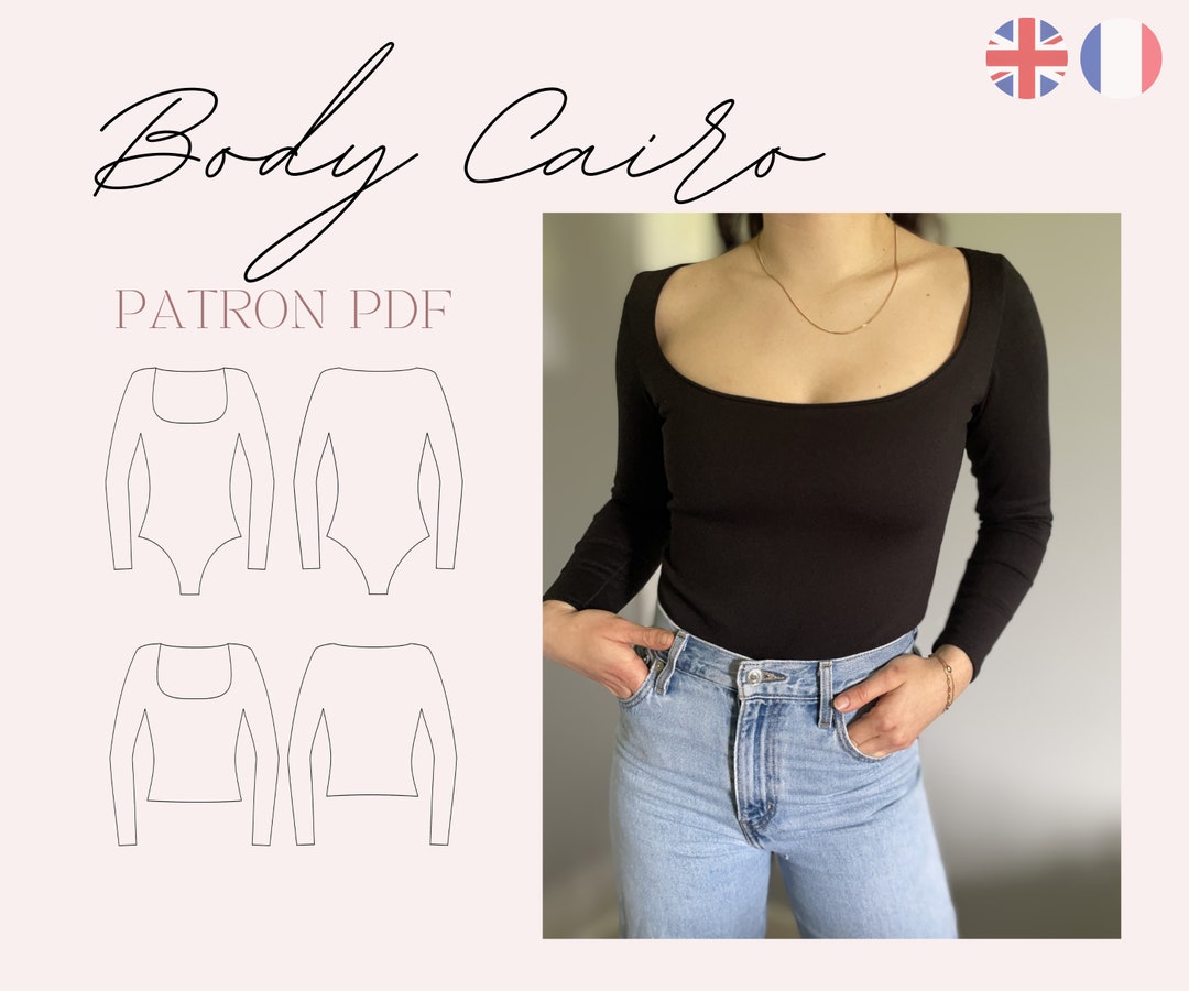 Patron Body Manches Longues Col Carré Patron Haut Col Ouvert - Etsy