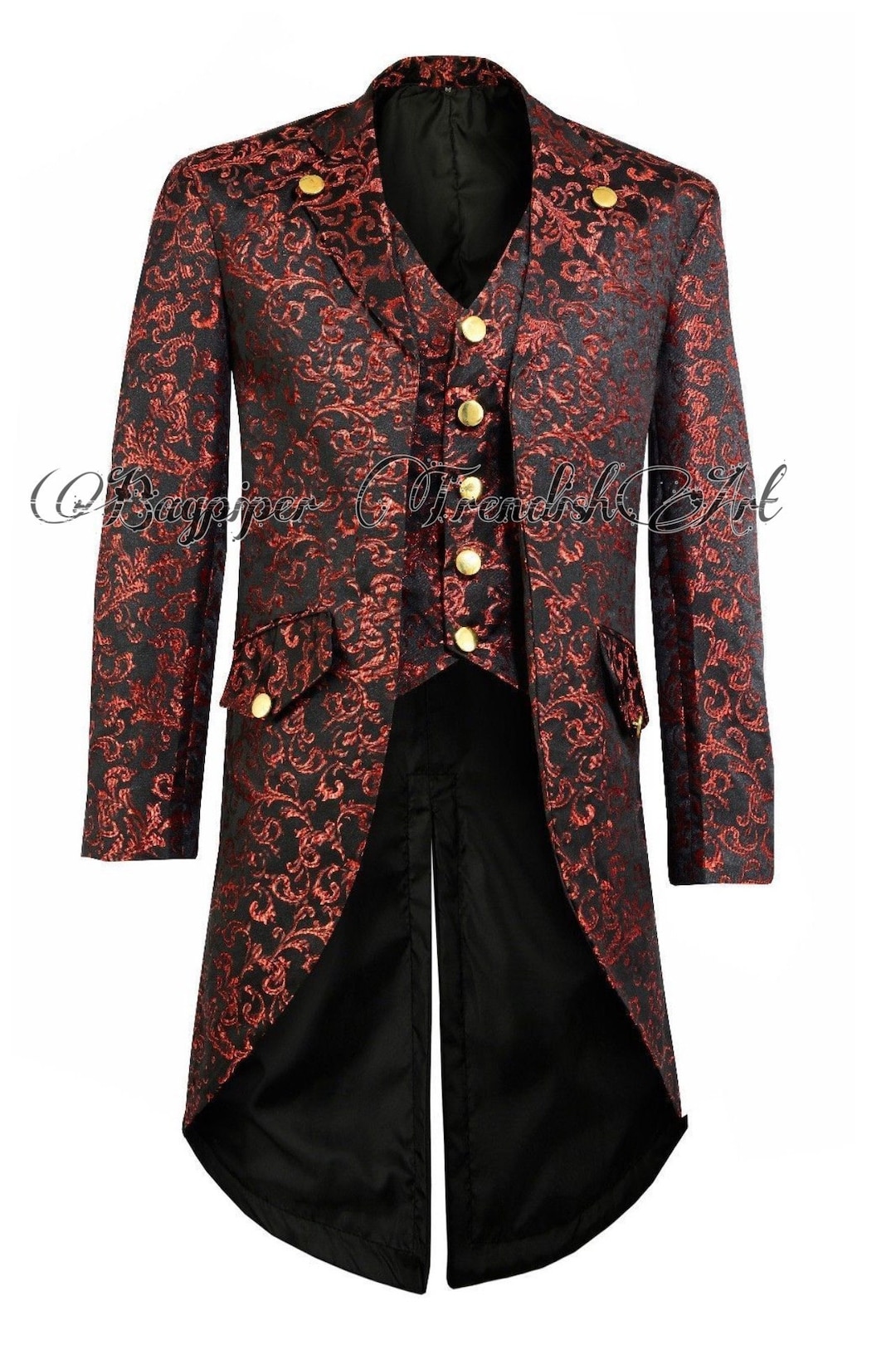 Men's Brocade Tailcoat Jacket Gothic Long Steampunk - Etsy UK