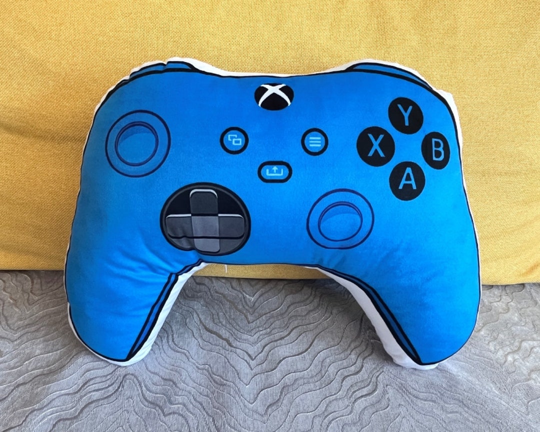 Blue Game Controller Pillow, Christmas Gift for Gamer Geek, Video Game ...