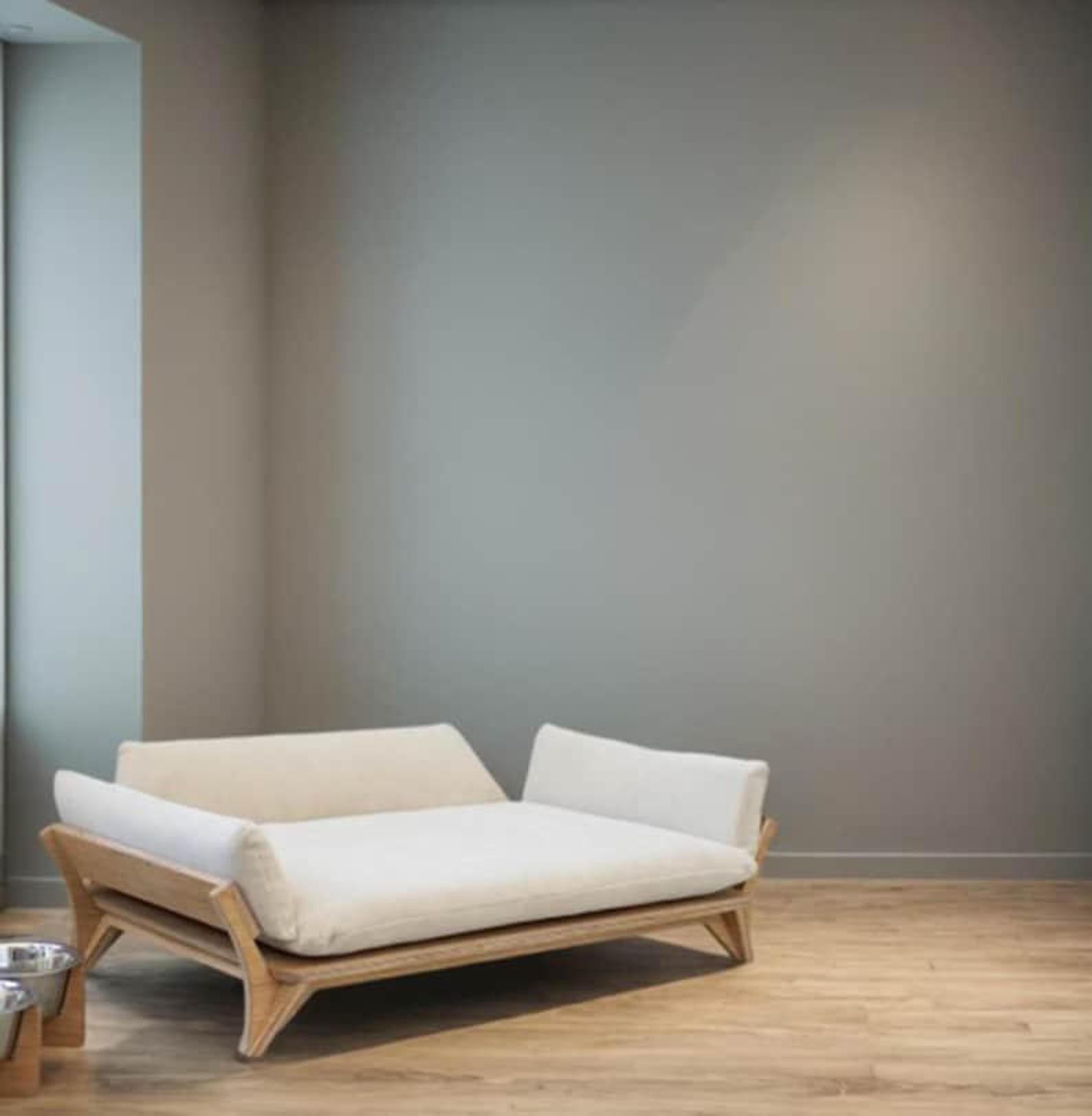 Walnut Wood Small Dog Sofa, Scandinavian Pet Furniture, Puppy Bed With ...