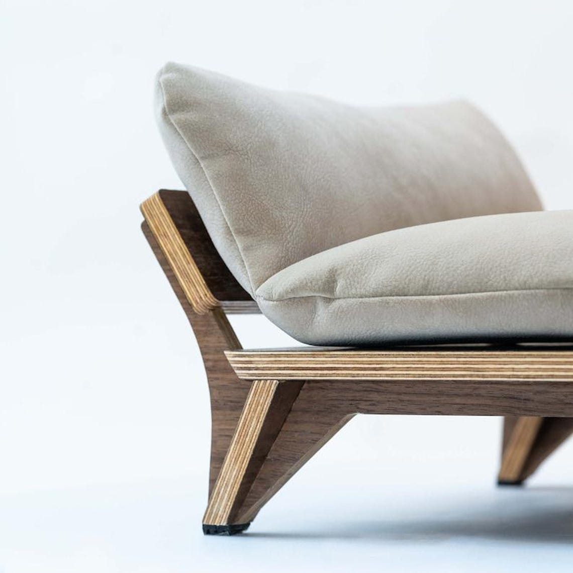 Walnut Wood Small Dog Sofa, Scandinavian Pet Furniture, Puppy Bed With ...