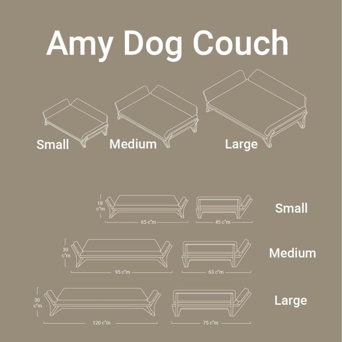 Walnut Wood Small Dog Sofa, Scandinavian Pet Furniture, Puppy Bed With ...
