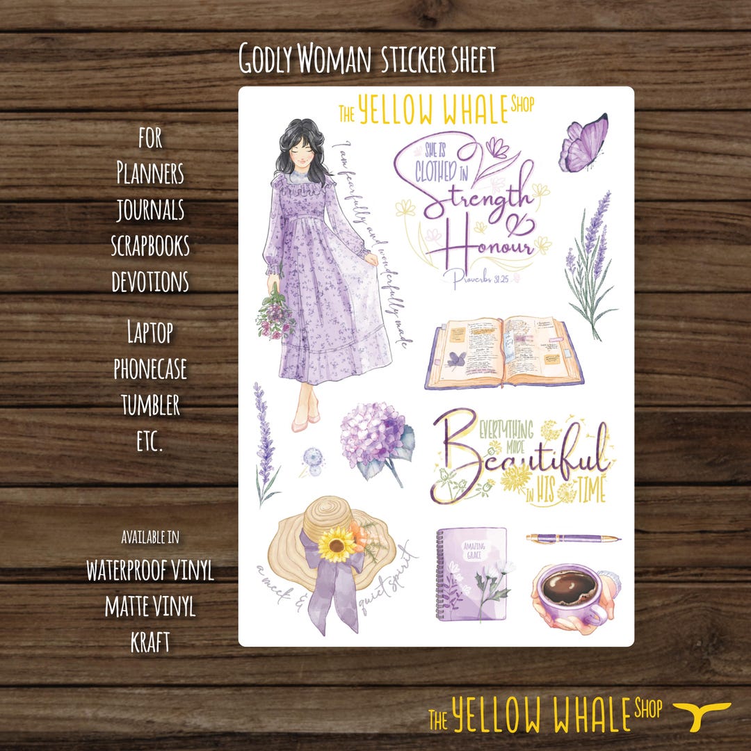 Godly Woman - Christian Bible Sticker Sheet for Journaling ...