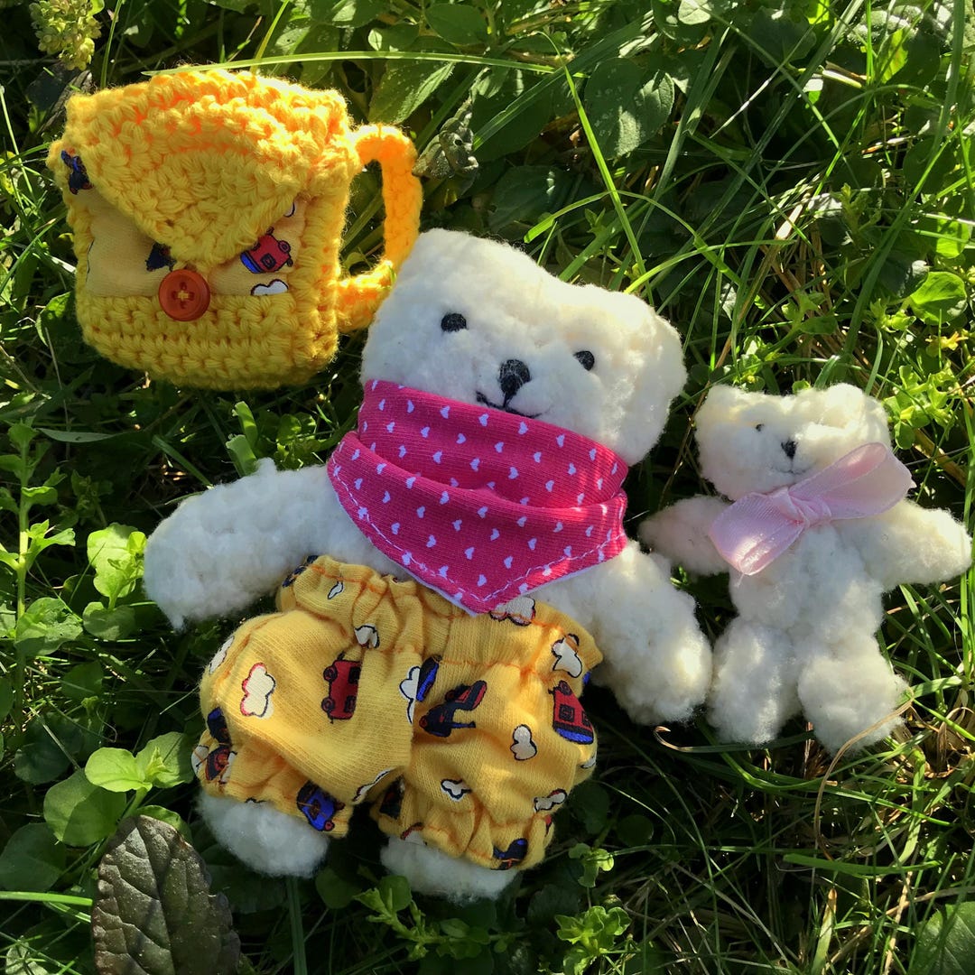 Mia and Lilly, Cute Mini Plush Teddy Bears, 14 Cm and 8 Cm, Handmade ...
