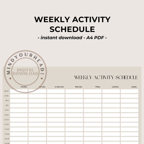 Cbt Activity Schedule Etsy Cbt Activity Schedule Etsy