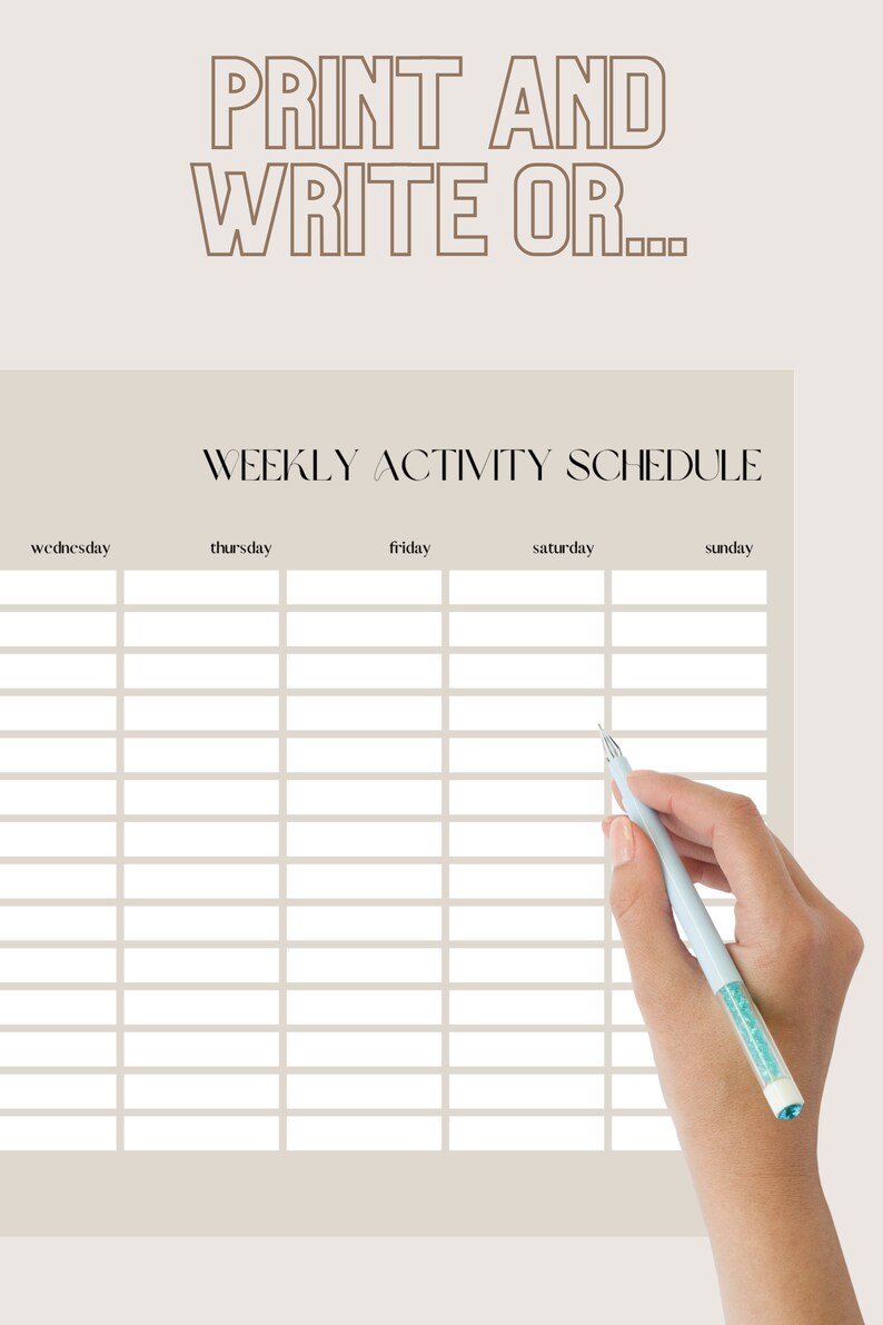 Weekly Activity Schedule Worksheet CBT Therapy Behavioural Activation ...