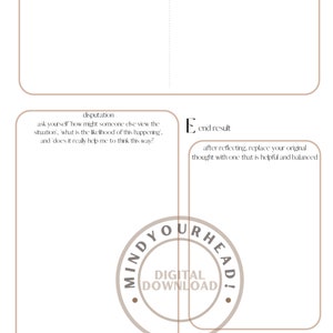 Thought Diary ABCDE CBT Printable Worksheet Psychology Depression ...