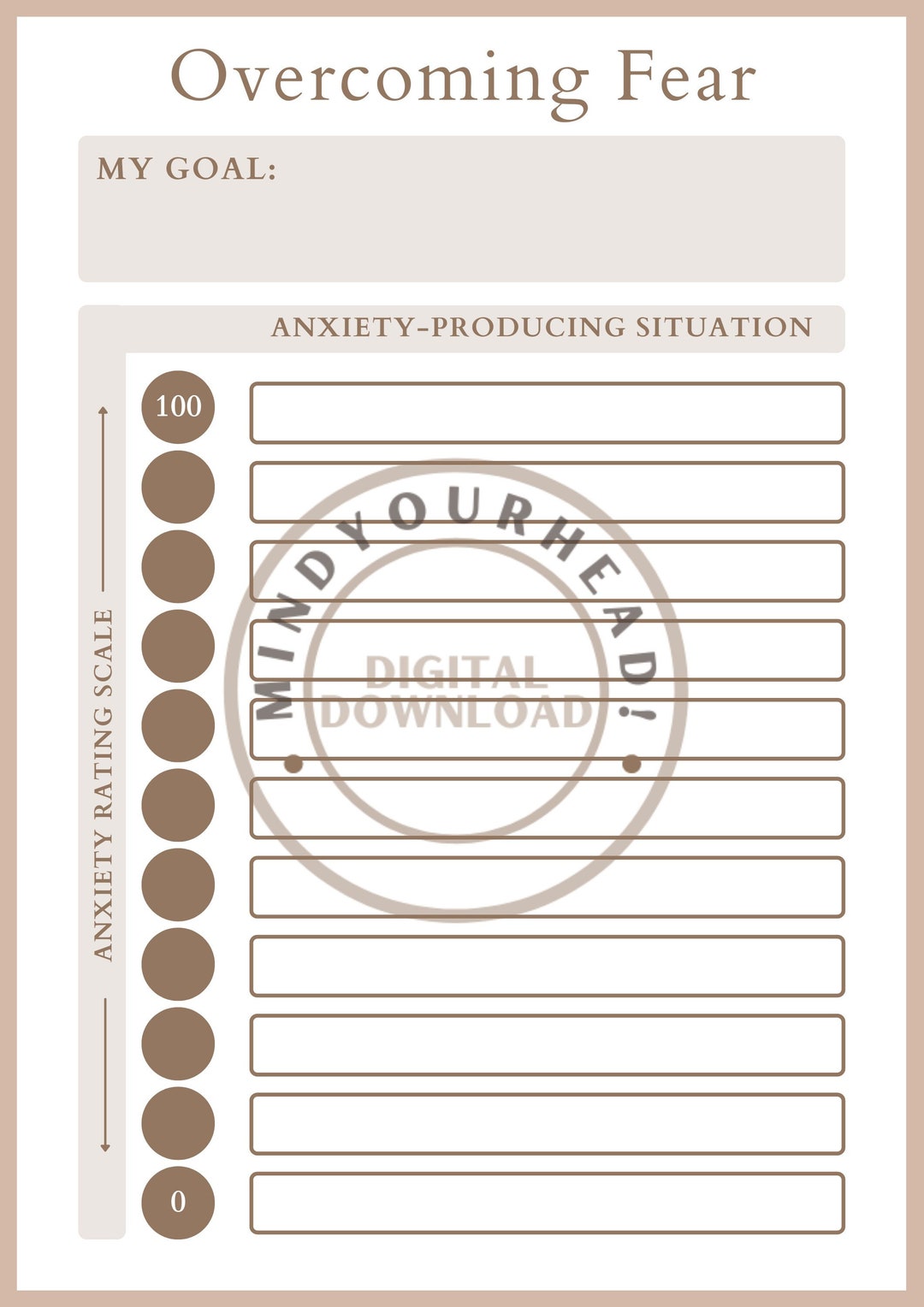 Overcoming Fear Worksheet - Etsy