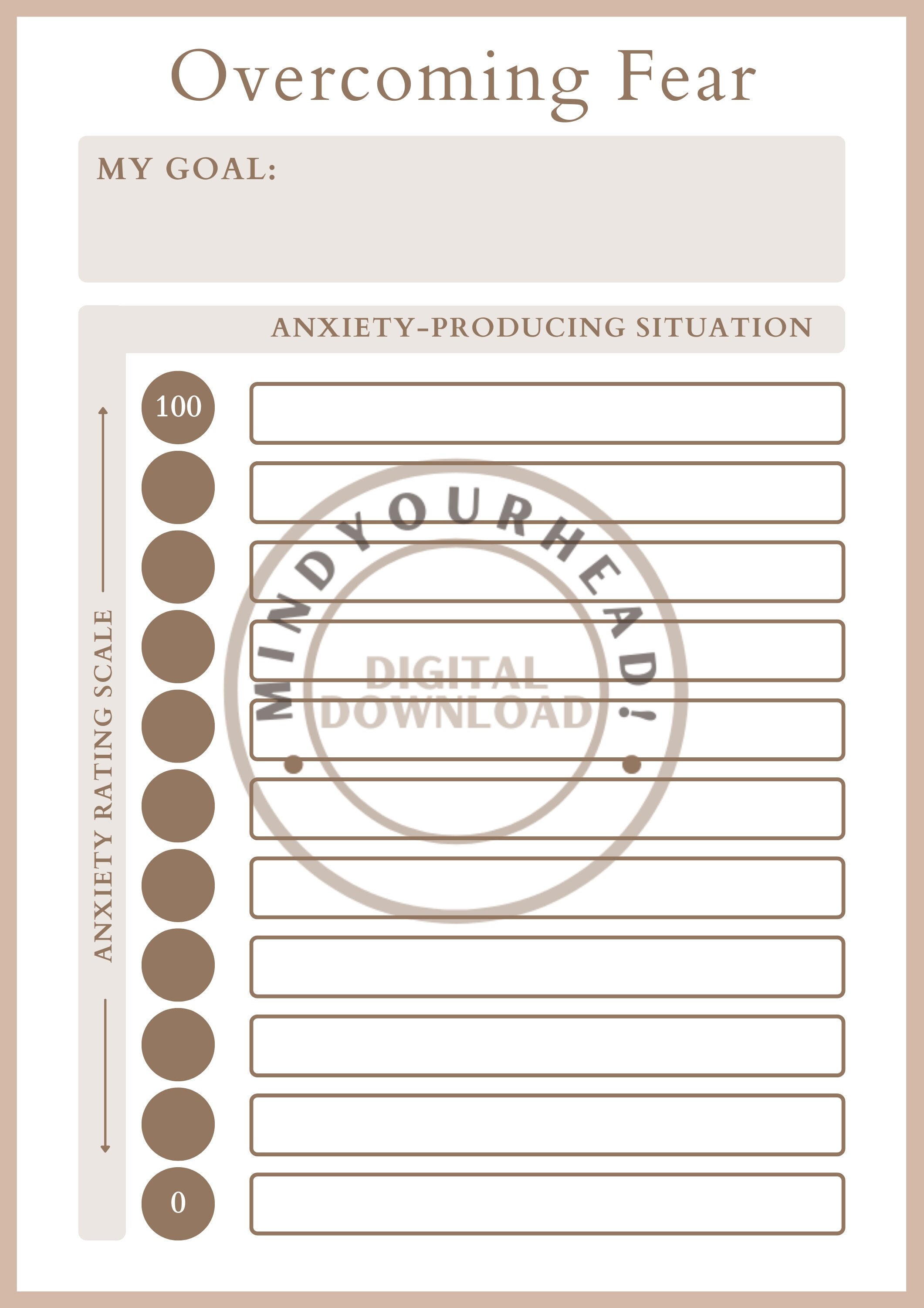 Overcoming Fear Worksheet - Etsy