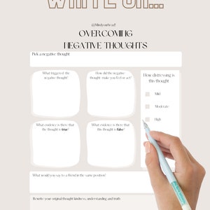 Overcoming Negative Thoughts Worksheet CBT Printable Worksheet Journal ...
