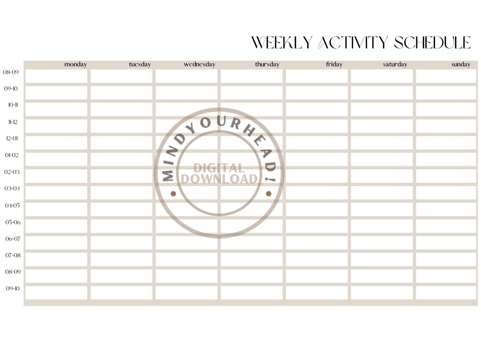 Weekly Activity Schedule Worksheet CBT Therapy Behavioural - Etsy