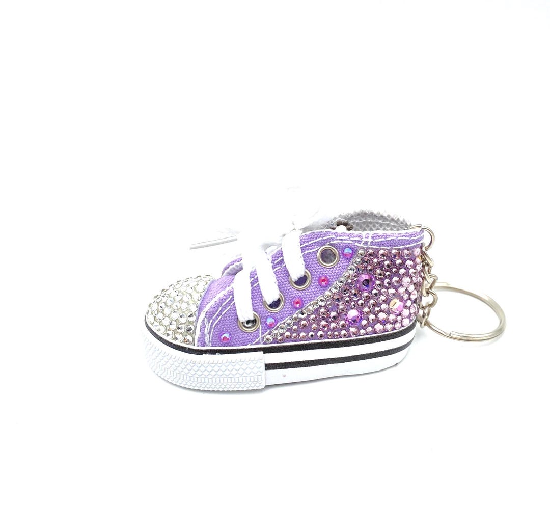 Purple Converse-style Shoe Keychain With Swarovski Crystals - Mini ...