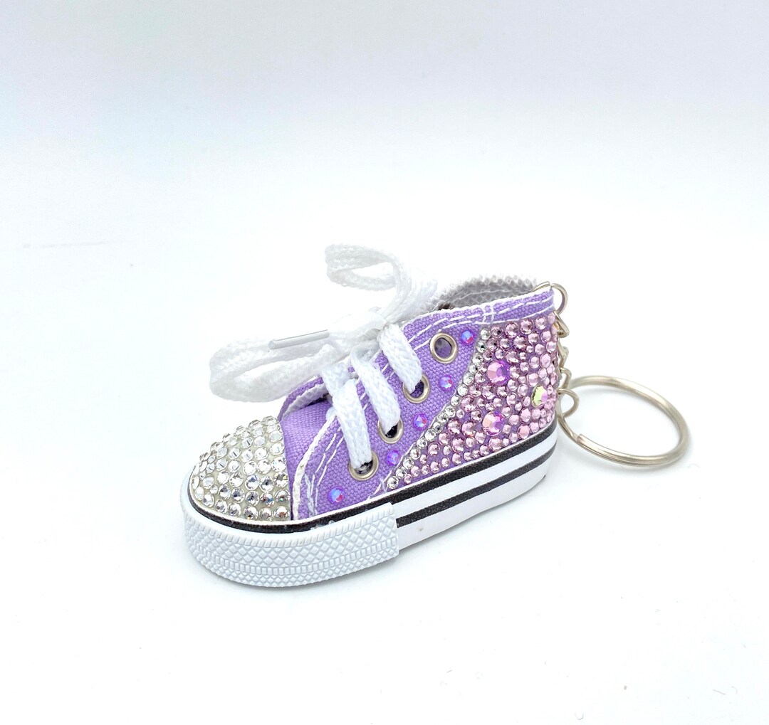 Mini Converse Sneaker Keychain With Swarovski Crystals, Purple Converse ...
