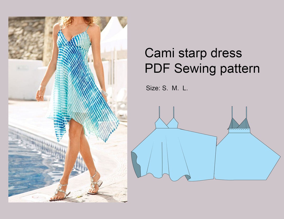 Summer Cami Dress/ Summer Dress/beach Dress/ PDF Sewing Pattern. Size ...