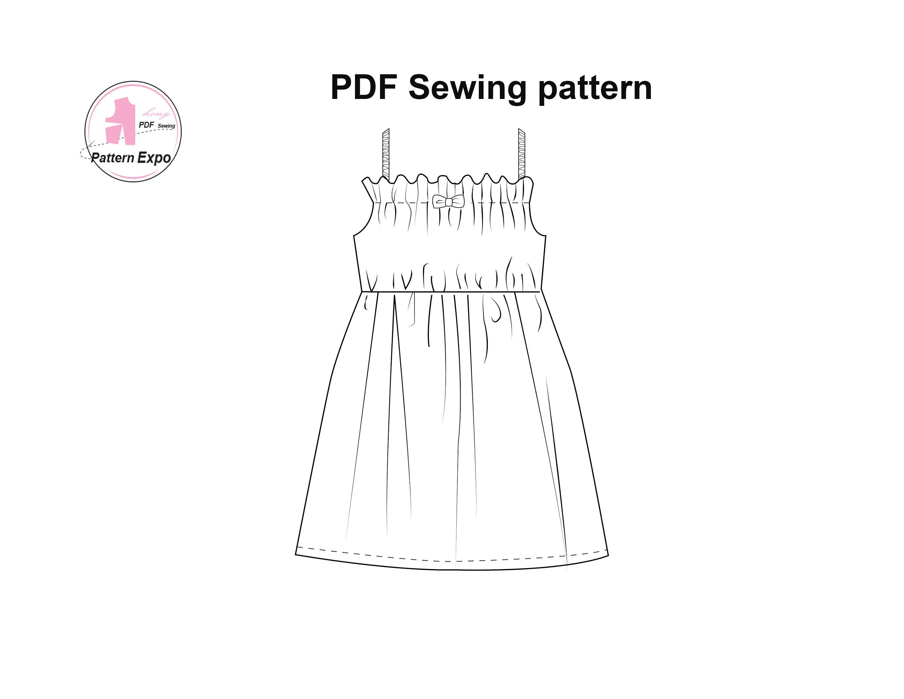 PDF Sewing Pattern. Girls Summer Dress. Spring Dress. Bow Tie Front ...