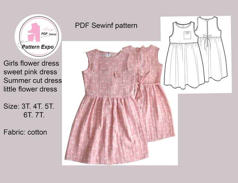 Girls Flower Dress. Sweet Pink Dress. Cute Flower Girl Dress. Summer ...