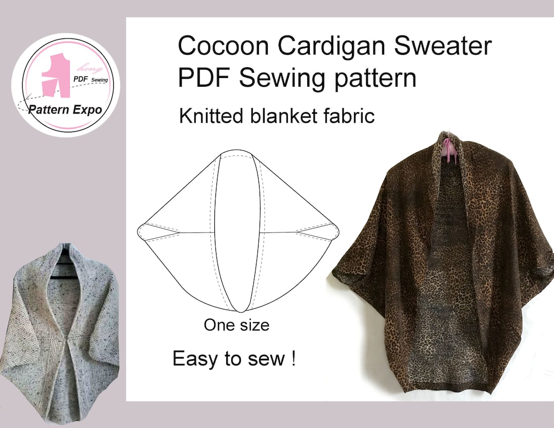 Cocoon Cardigan Sweater / Warp Sweater/pdf Sewing Pattern / One Size ...