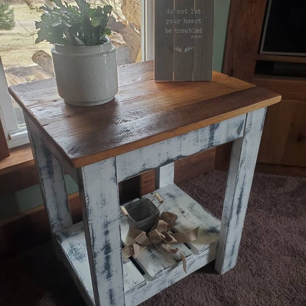 Rustic End Table - Etsy