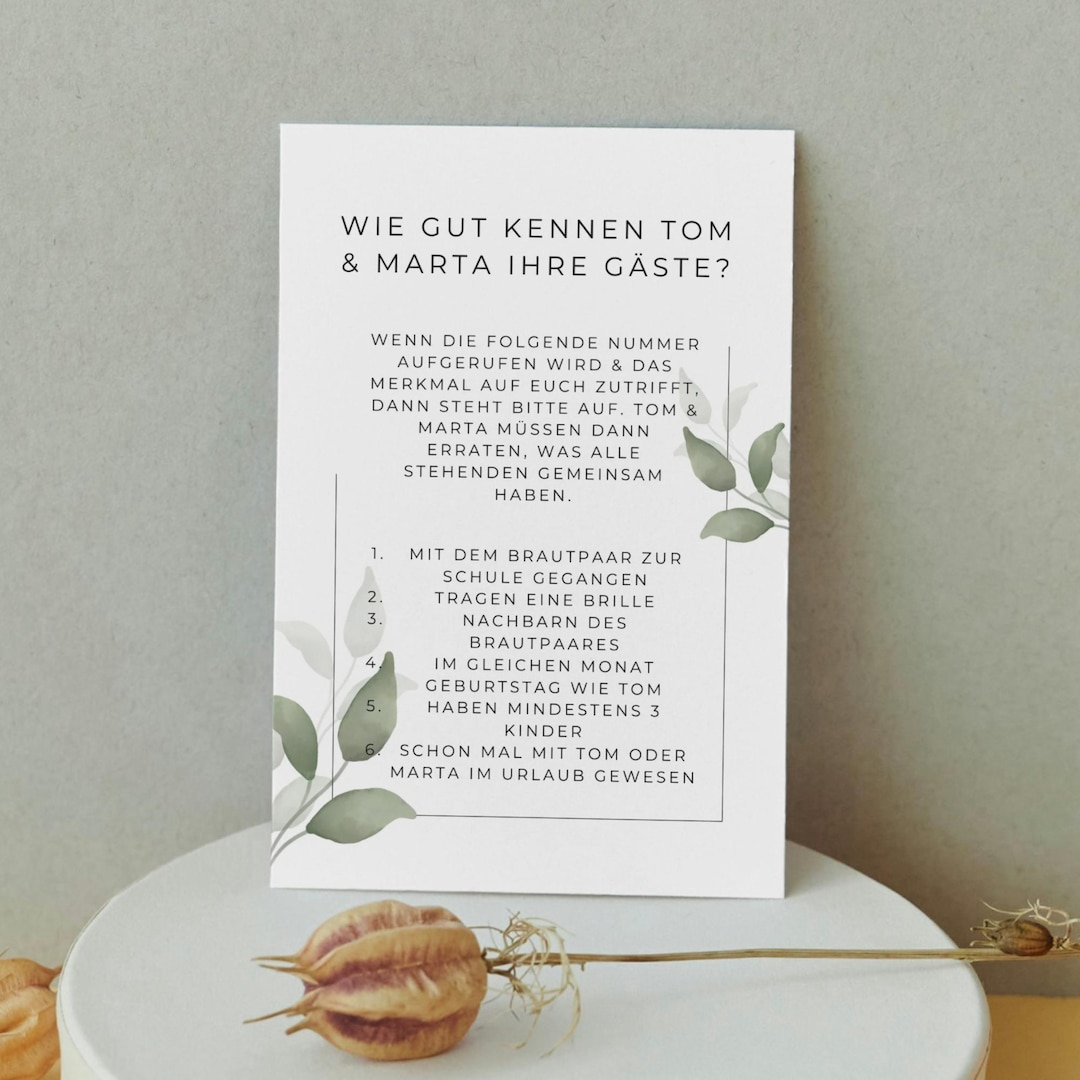 How Well Do You Know Your Guests? Game Template - Wedding Game for the ...