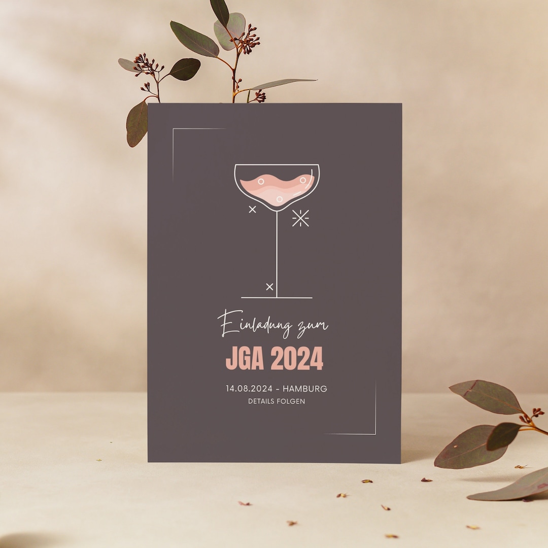 JGA Invitation Card in Purple & Pink Bridal Shower Invitation DIN A4 ...