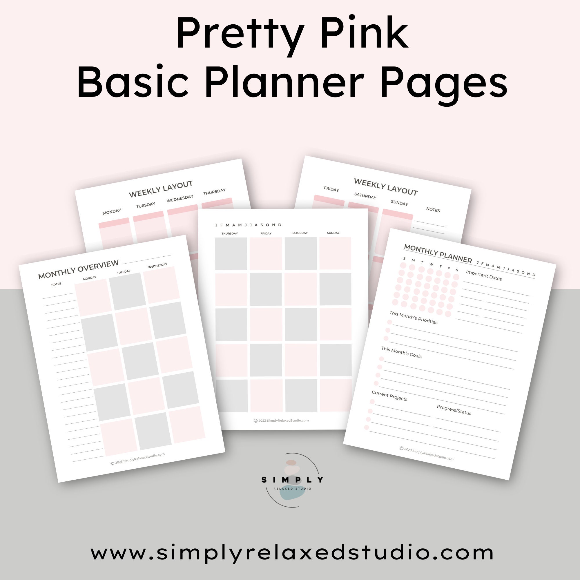 Basic Planner Inserts for Women, Daily Weekly Monthly Minimalist ...