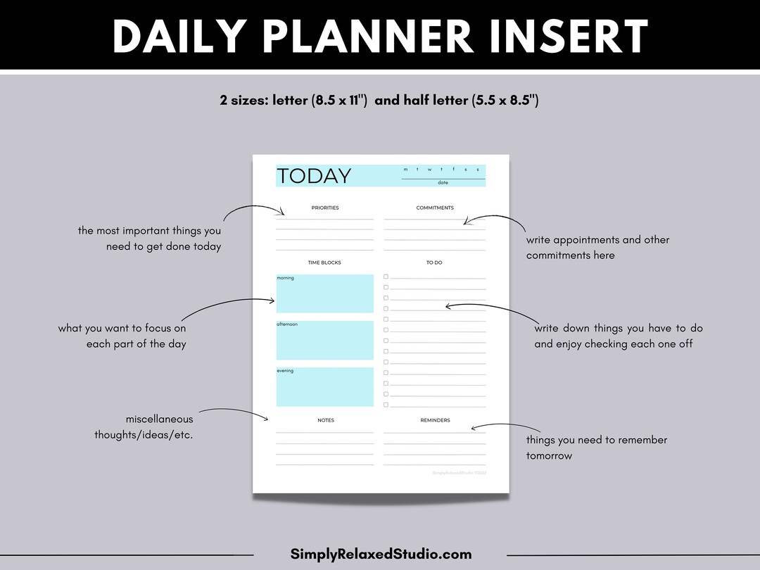 Undated Daily Planner, Minimal Daily Calendar Pages, Printable Daily ...