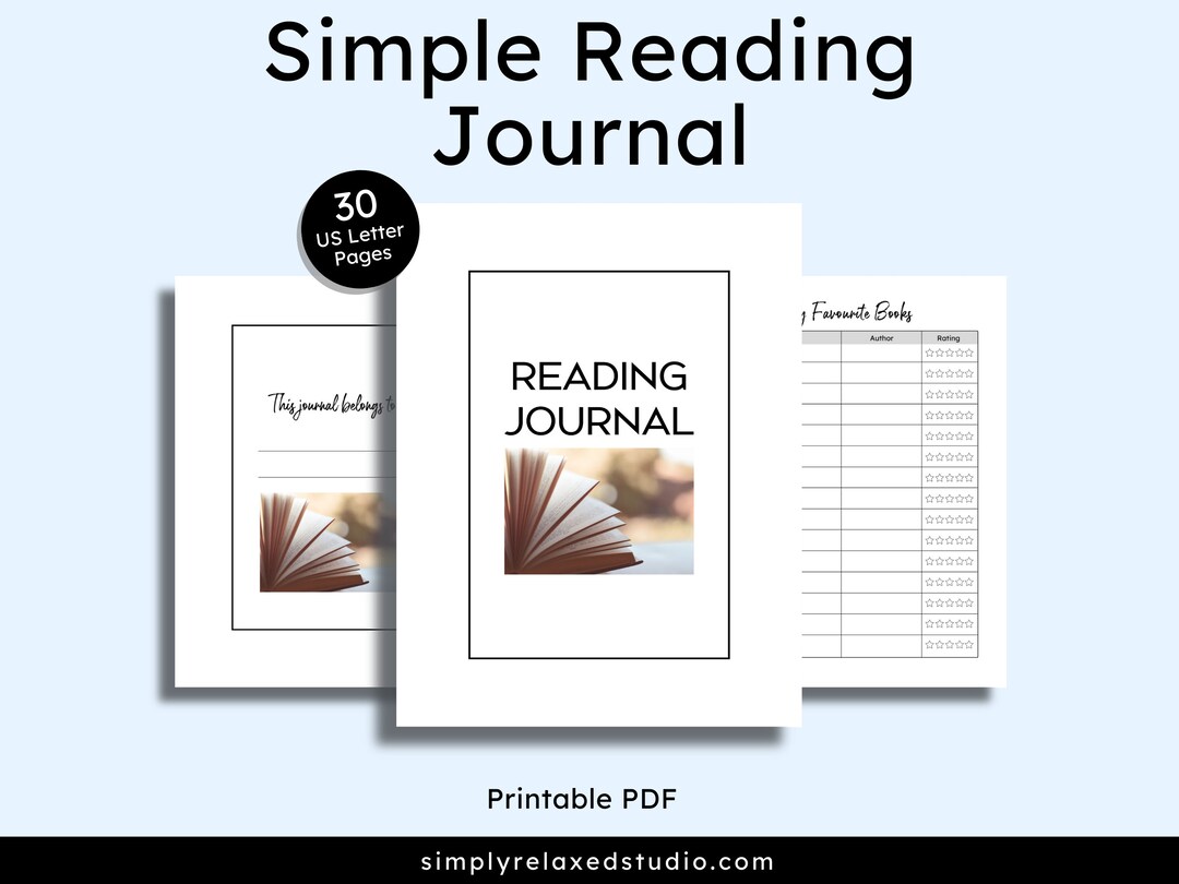 Minimalist Reading Journal Printable, Reading Progress Tracker, Gift ...
