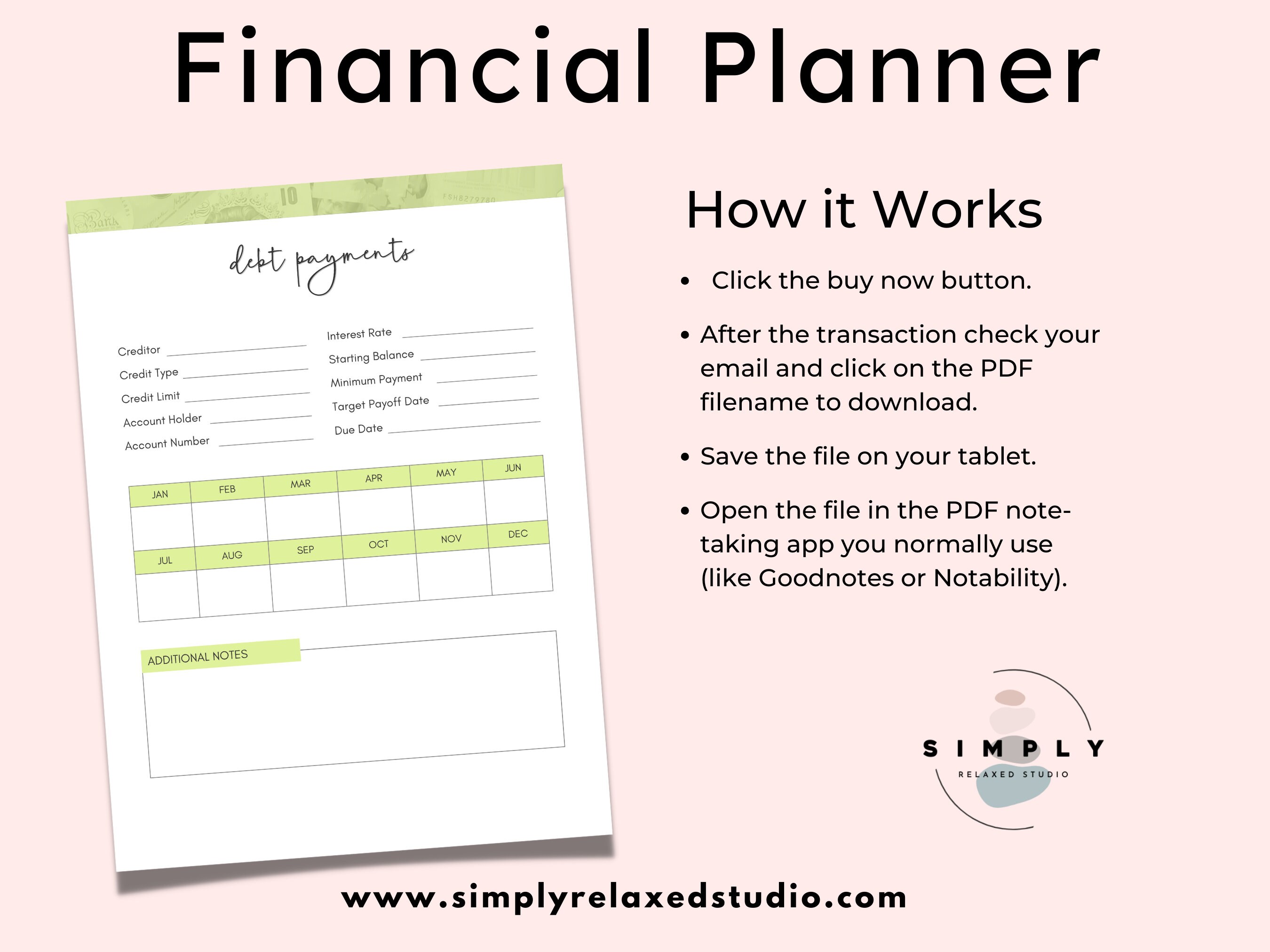 Financial Planner Printable PDF Download US Letter 8.5 X 11 Inches ...