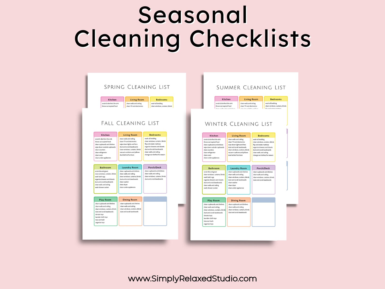 Cleaning Checklist Printable PDF, Seasonal Cleaning Checklist ...