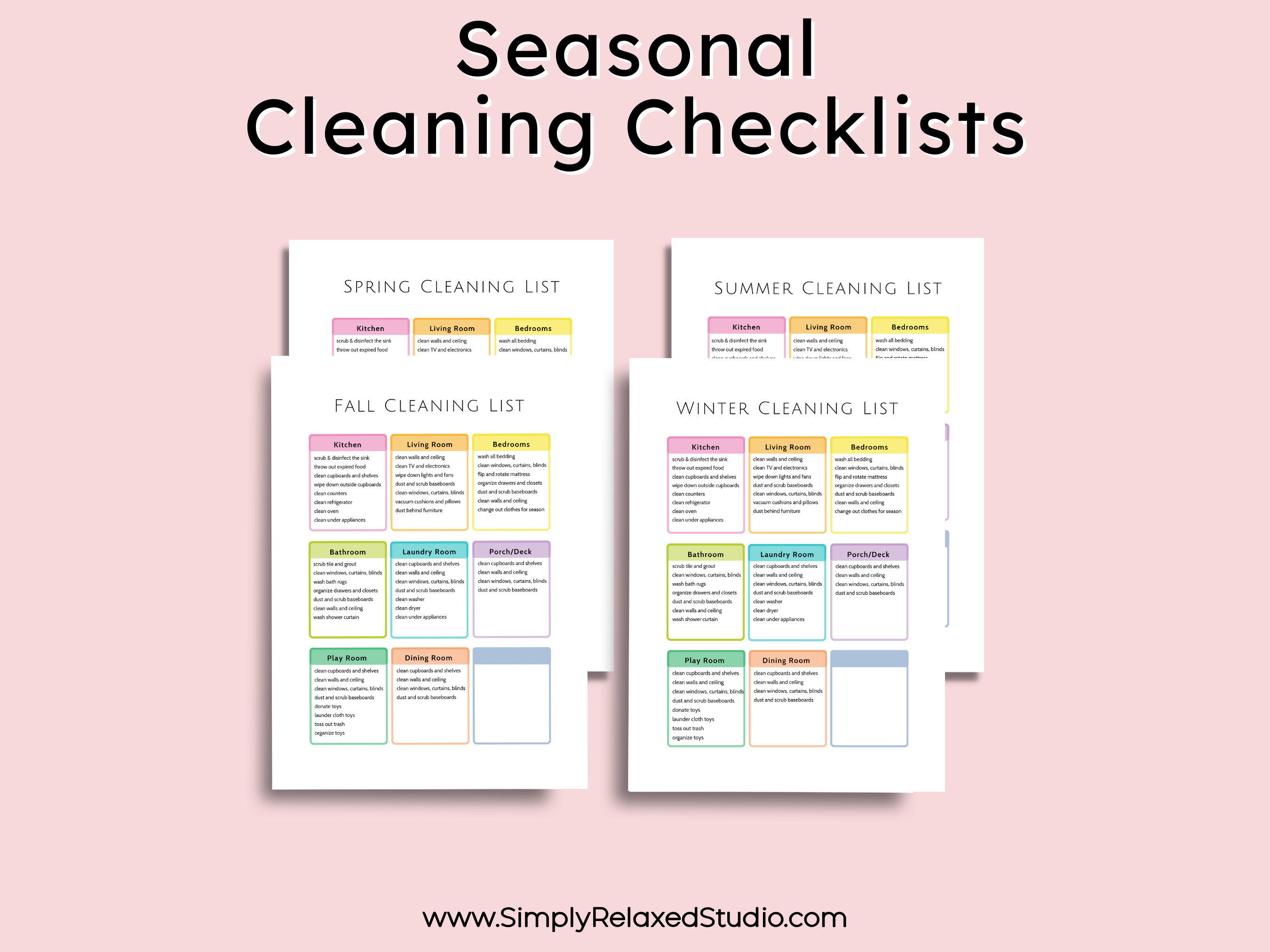 Cleaning Checklist Printable PDF, Seasonal Cleaning Checklist ...