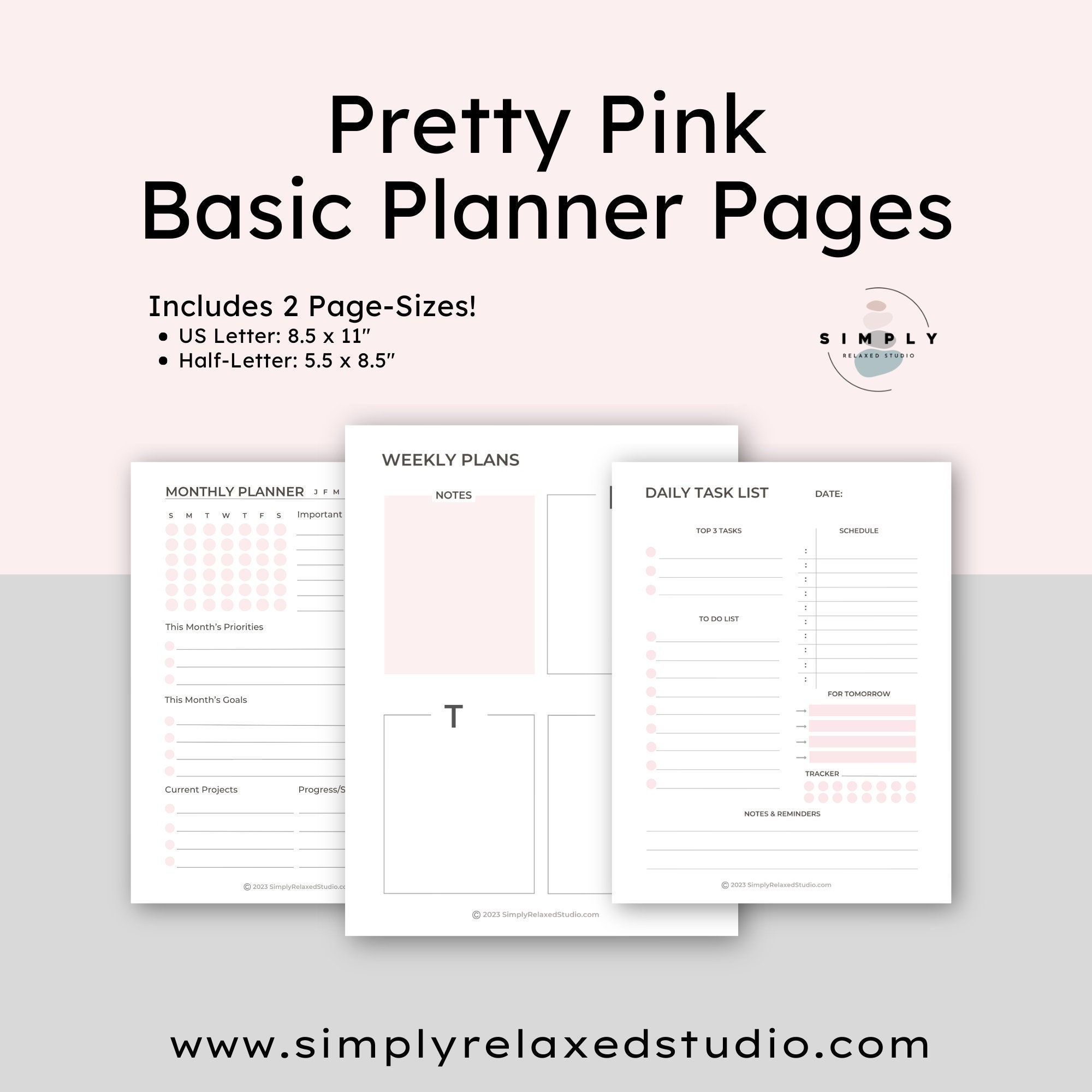 Basic Planner Inserts for Women, Daily Weekly Monthly Minimalist ...