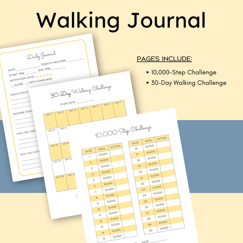 Walking Journal, Printable Step Tracker, Weight Loss Diary, Step ...