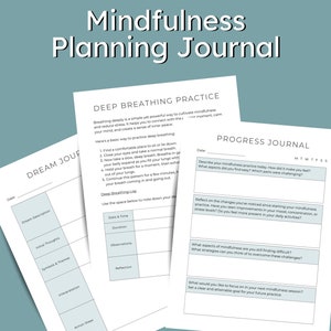 Mindfulness Planning Journal, Printable Mindfulness Workbook ...